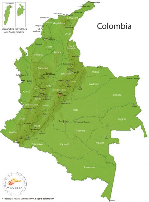 Carte détaillée de la Colombie - Magelia Colombie
